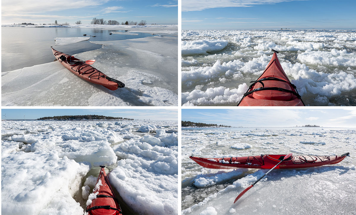 Spring winter kayaking through the ice. › Way up north